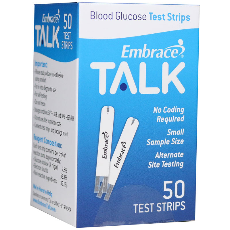 Embrace Talk Blood Glucose Test Strips 50 Count – dcmedicalsupply